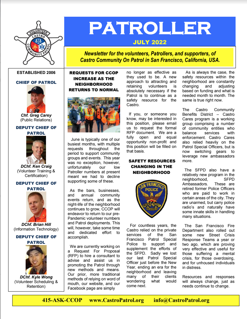 Castro Community on Patrol – Safety is a Community Effort